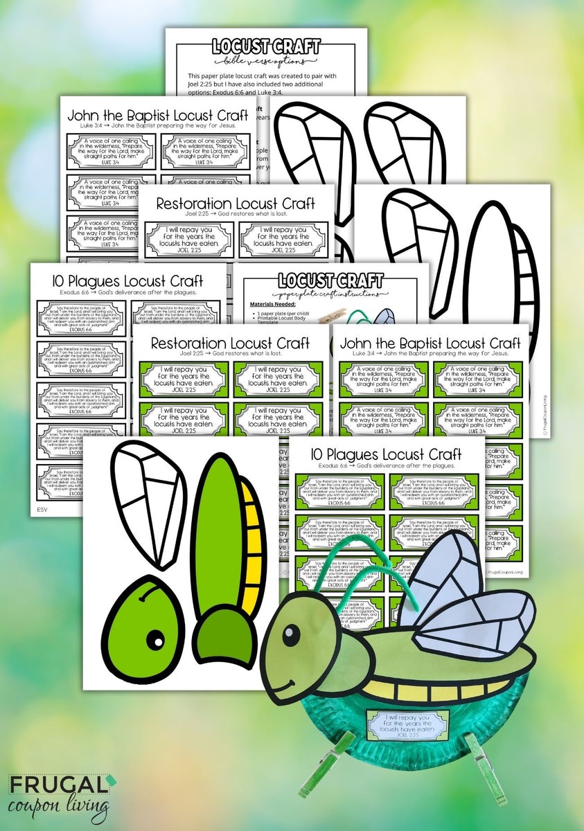 Locust Bible Craft Printable Paper Plate Activity for Kids - Multiple ...
