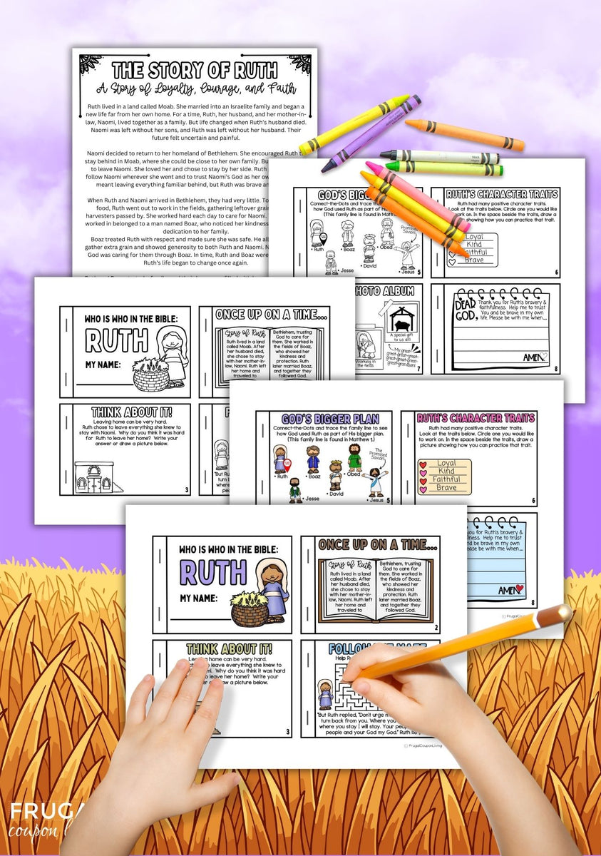 Ruth Character Study Booklet – Kids Printable Bible Story Mini Book ...