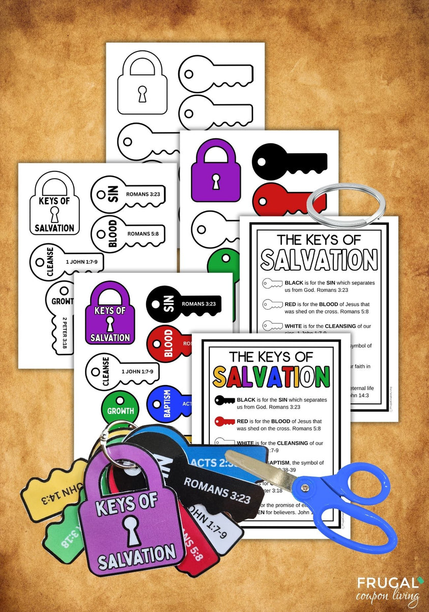 Keys of Salvation Craft - Color Gospel Activity for Kids – Frugal ...