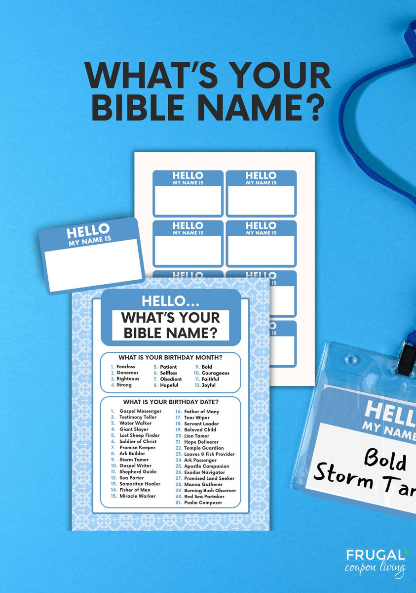 What's Your Bible Name Game Printable Worksheet for Church – Frugal ...