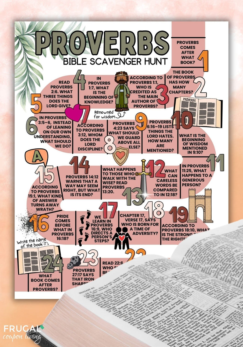 Proverbs Bible Scavenger Hunt: Book of Wisdom & Poetry by King Solomon ...