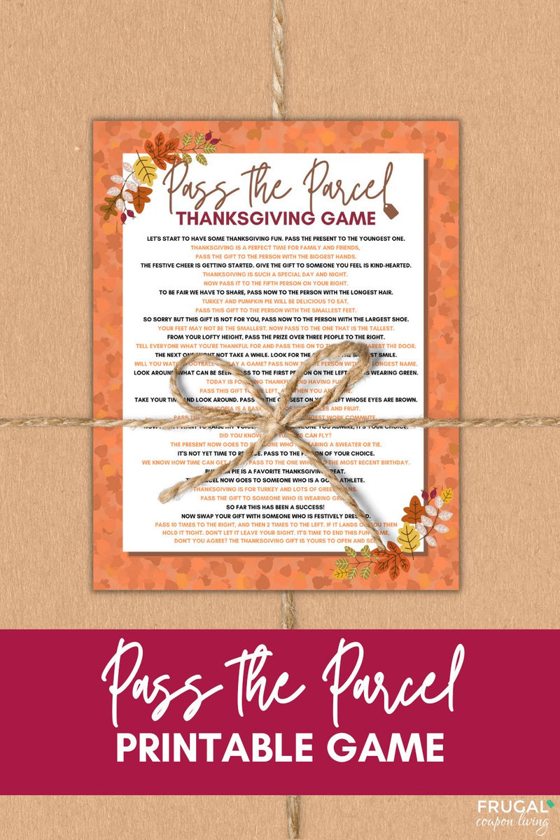 Pass the Parcel Thanksgiving Game Printable – Frugal Coupon Living