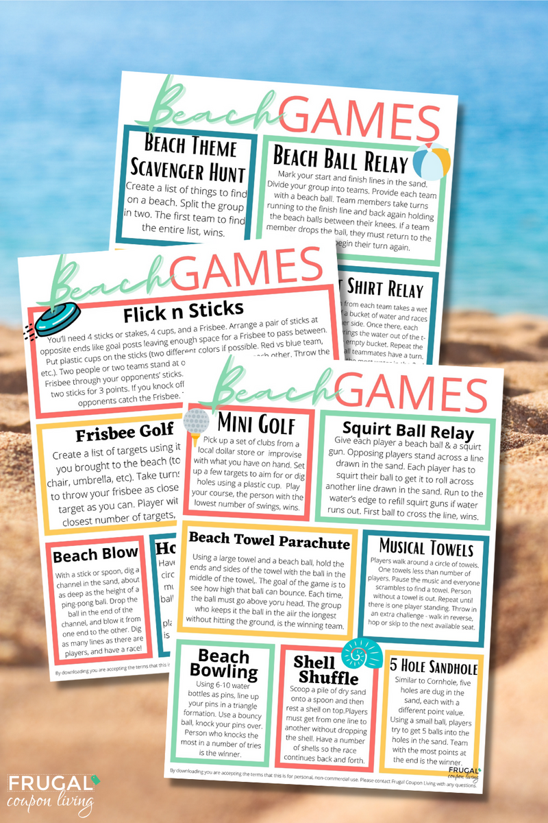 Family Friendly Beach Games Directions PDF with Supply List – Frugal ...