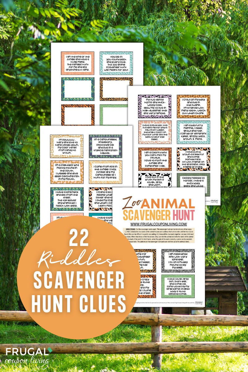 Zoo Scavenger Hunt for Kids - Checklist & Rhyming Riddle Clue Cards ...