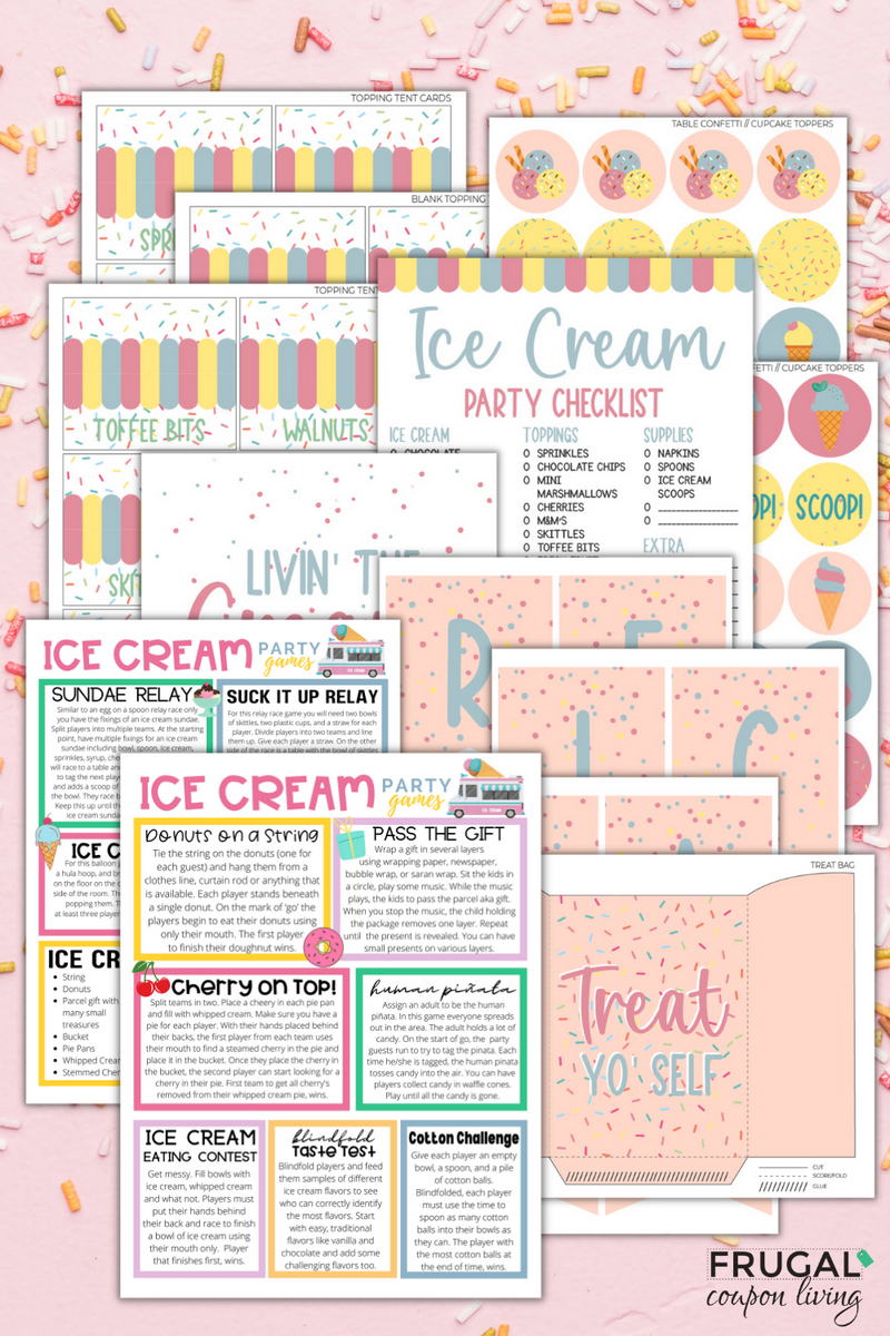 Ice Cream Party Theme Decorations, Party Favors, and Games Printables ...