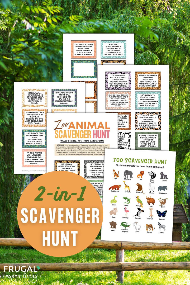 Zoo Scavenger Hunt for Kids - Checklist & Rhyming Riddle Clue Cards ...